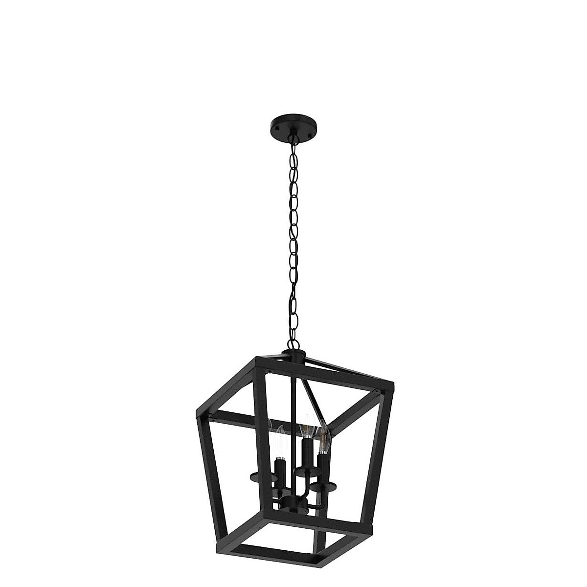 BrightHome Farmhouse Chandelier 4-Light, Black Pendant Light Fixture Ceiling Hanging for Kitchen Island Dining Room, Lantern Industrial Lighting with Metal Cage Adjustable Height for Entryway Foyer