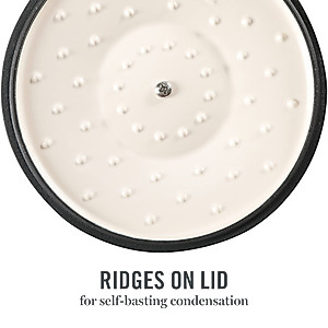 MARTHA STEWART Gatwick 7 QT Enamel Cast Iron Dutch Oven, Linen w/Silver Knob