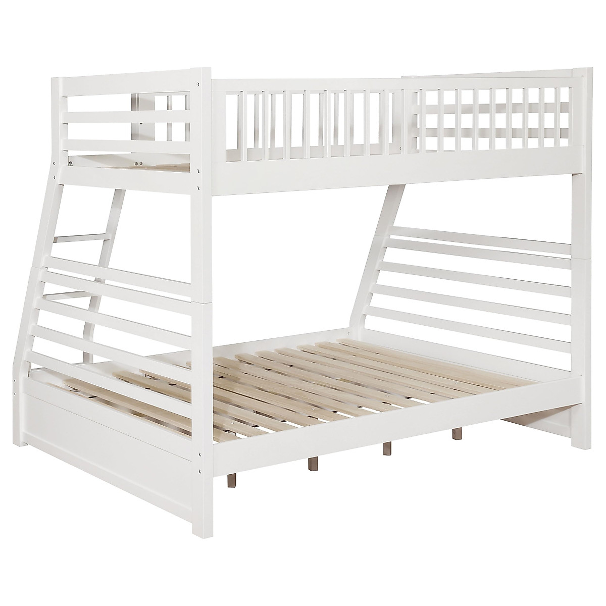 Coaster Home Furnishings Ashton Transitional Wood Twin Over Full Size Bunk Bed Frame with Ladder and Guardrails with Two Storage Drawers Fully Slatted Mattress Ready Foundation White 460180