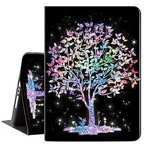 Vimorco Shell Case for ipad 9th Generation 2021/ ipad 8th Generation 2020/ ipad 7th Gen, ipad 10.2 inch Case, Soft Rubber Back Cover, Multiple Stand Auto Wake/Sleep, Glowing Tree