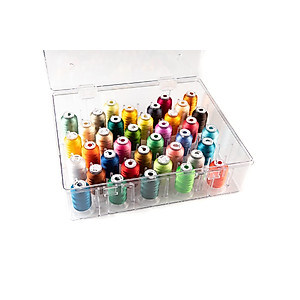 The Quilted Bear Modern Stackable Clear Acrylic Thread Box, 80 Spool Storage - Sewing Organizer