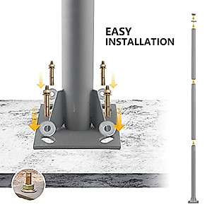 Kincubow Sun Shade Sail Poles, 10ft Sun Shade Poles 3" Diameter Steel Heavy Duty Shade Sail Poles for Patio Lawn Garden Deck Playground Backyard, Matte Dark Grey Sail Shade Pole Kit, One Piece