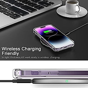 bicol Hybrid iPhone 14 Pro Case Clear Fashion Designs Phone Cover for Women Girls, Stylish Slim Shockproof Hard PC+TPU Bumper Flower Protective Phone Case for iPhone 14 Pro 6.1 inch Purple Flowers