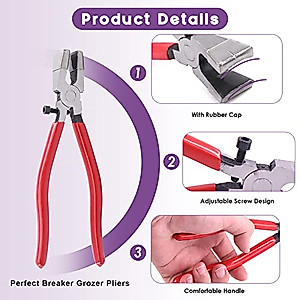 Swpeet 11Pcs Glass Cutter Tool Kit, Curve Jaw Glass Running Pliers with Rubber Tips, Pencil Oil Feed Carbide Tip Glass Cutter, Circular Glass Cutter, 2Pcs Blades with Oil Dropper and Screwdrive