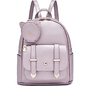 Girls Fashion Backpack Mini Backpack Purse for Women Cute Leather Small Backpack Purse for Teen Girls Bookbag Satchel Bags Pear Purple