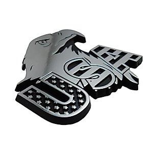 USA American Eagle Flag Black with Chrome Eagle Plastic car Emblem Decal 3"