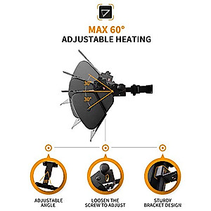 Star Patio Electric Patio Heater with Remote, Wall Mounted, Outdoor Ceiling Patio Heater, Outdoor Heaters, Infrared Heater, Hanging Patio Heater, Industrial Black, STP2020-A-RM N1