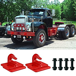 2Pack 3/8" Tractor Bucket Grab Hook, 17,000lbs Break Strength Grab Hooks with Grade 70 Forged Steel Tow Hook Bolt On Grab Hook for Tractor Bucket, RV, UTV, Truck and More (Red)