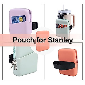 YRAKOZIN Water Bottle Silicone Pouch for Stanley Tumbler 20-30-40oz Accessories, Compatible with Stanley Fanny Pack, Sports Storage Shoulder Bag (Brown)