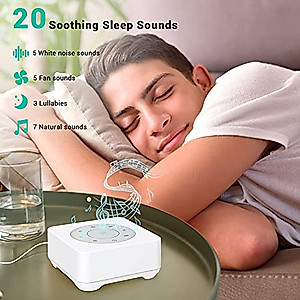 Fitniv White Noise Machine with Custom Button, 20 Natural Soothing Sounds & 32 Levels of Volume Control, Timer & Memory Feature, Plug in, Sound Machine for Baby Adults, Home & Office