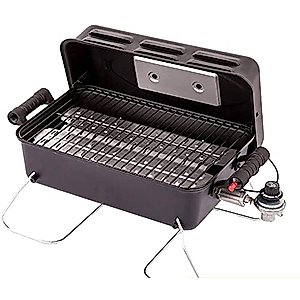 Portable Gas BBQ Grill, Outdoor Grill And Stove, Small Gas Barbecue, for Garden, Patio, Backyard, Camping, Black