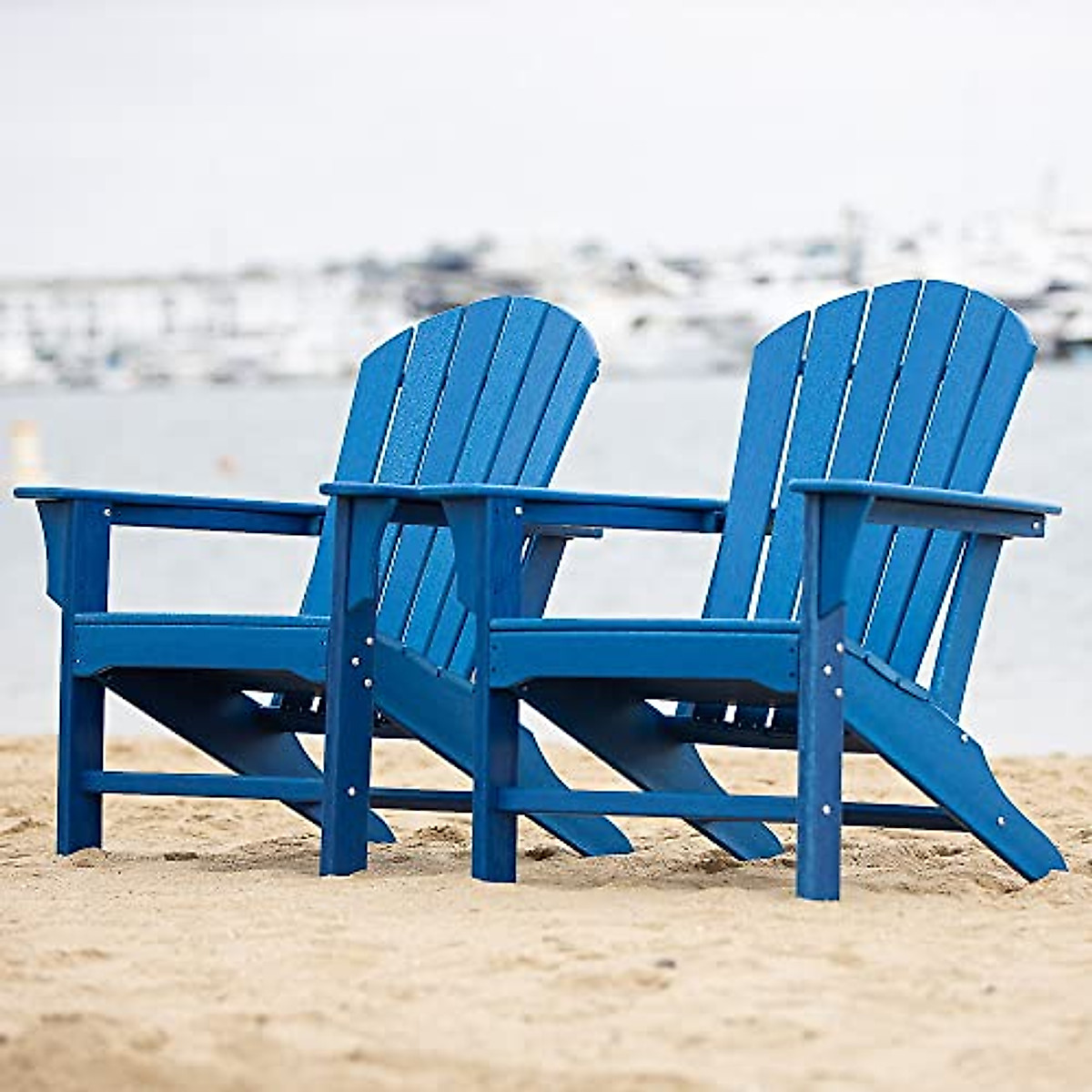 LuXeo LUX-1518-NAVY(2 Pack) Hampton Adirondack Chair, 2-Pack, Water-Resistant, Plastic, Navy