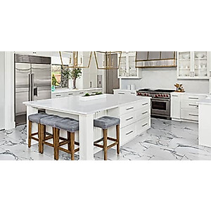 12x24 White with Bardiglio Grey Veining Porcelain Floor Tile for Kitchen, Backsplash, Countertop, Bathroom, Fireplace Surround (Polished, Pallet of 60 Pieces (116 sq.ft))