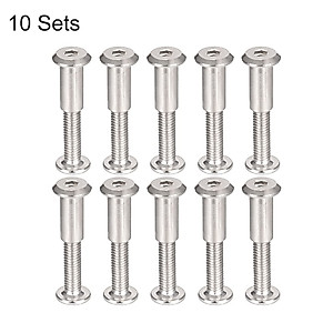 uxcell Screw Post Fit for 5/16"(8mm) Hole Dia, Male M6x30mm Belt Buckle Binding Bolts Leather Fastener Carbon Steel 10 Sets