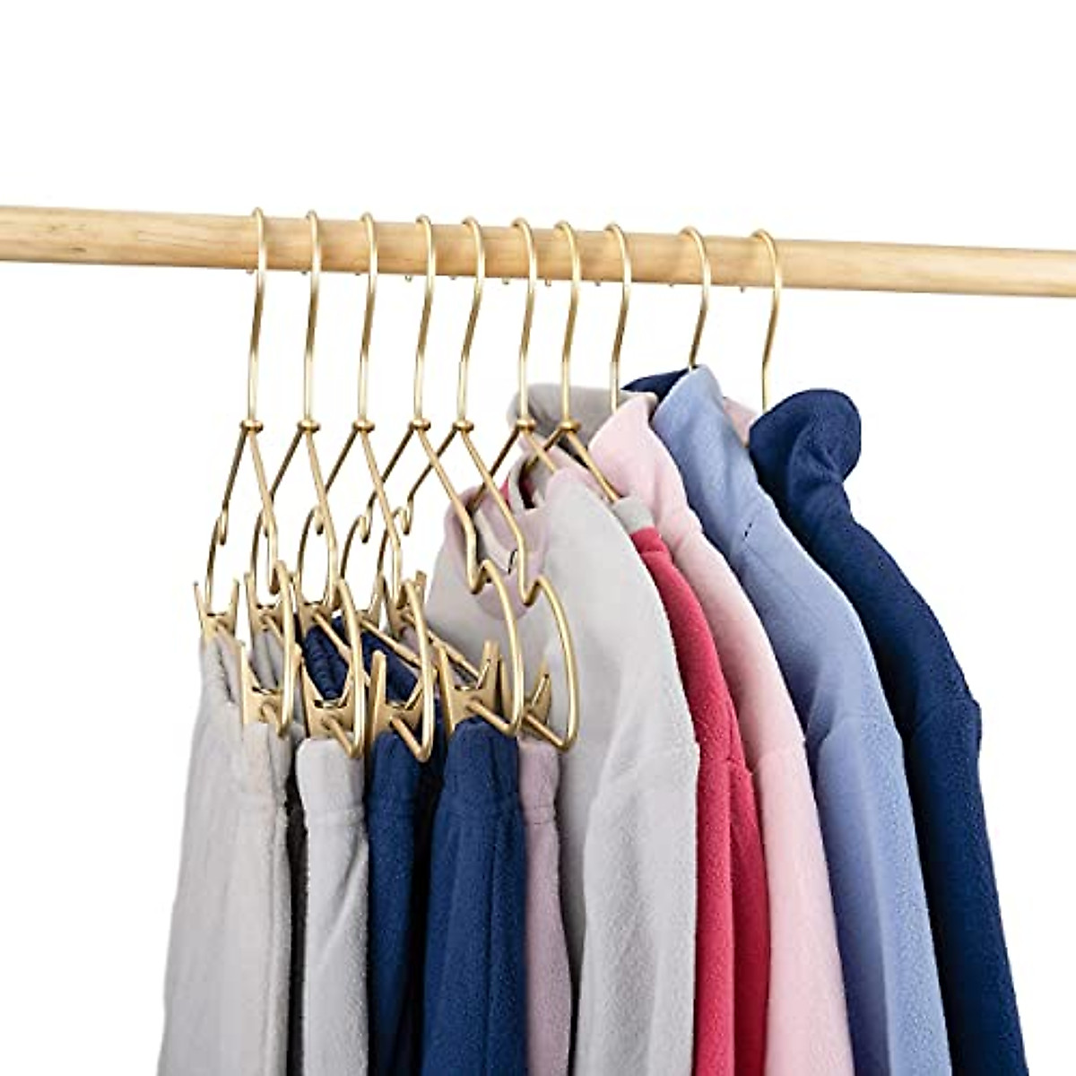 Koobay 16.5” Adult Gold Metal Clips Clothes Clothes Hangers,30 Pack, Coat Suit Standard Hangers Display Storage Organization