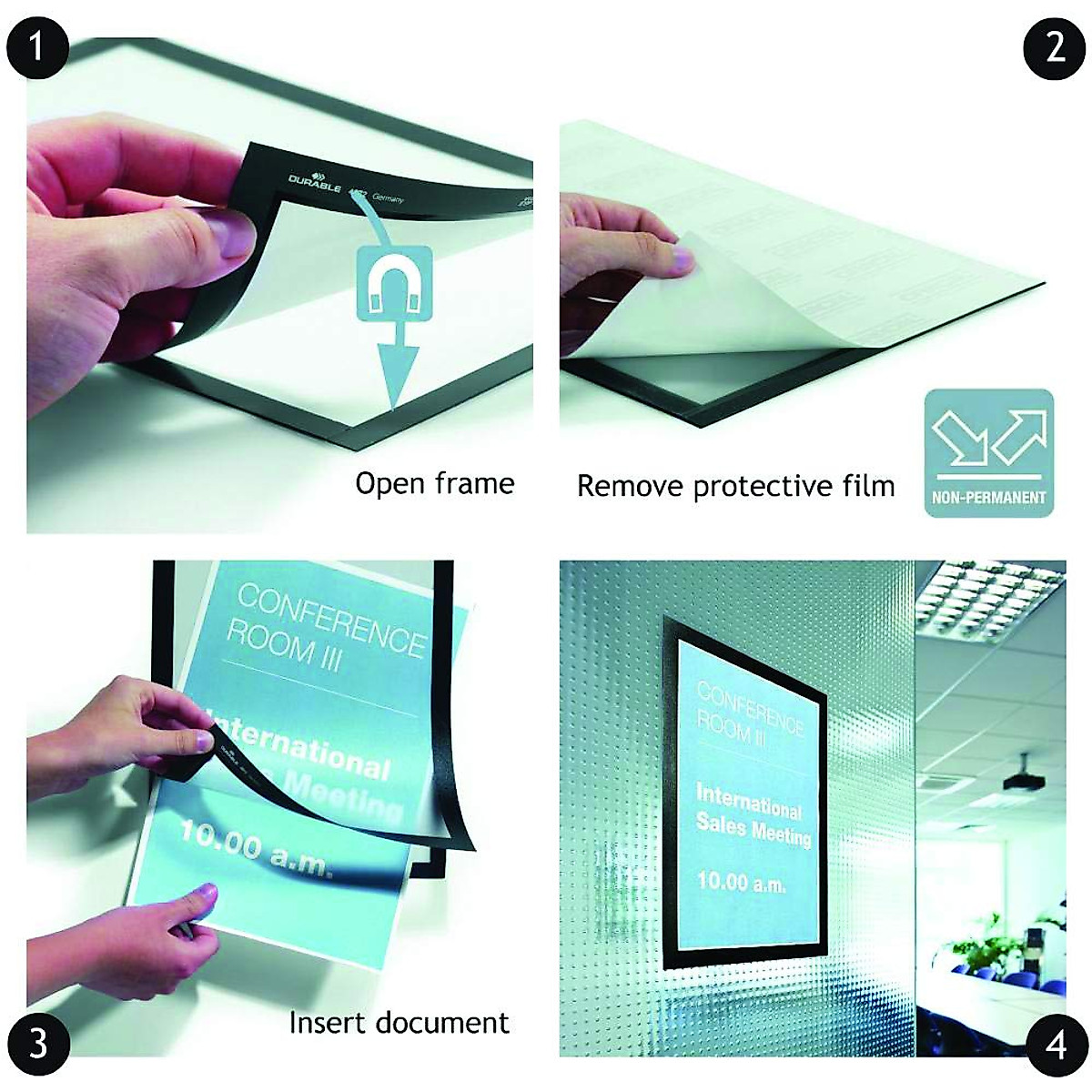 DURABLE Self-Adhesive Magnetic DURAFRAME Document Sign Holder, Letter-Size 8-1/2" x 11", Red, 2 Pack (476803)