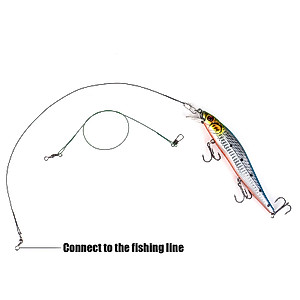 PISCORUSH 50pcs Fishing Wire Leaders Nylon-Coated Fishing Line Trace Lure Leaders with Swivels and Snaps Stainless Steel Fishing Tackle Leaders Tackle (Red, 8inch 50PCS)