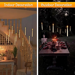 SUPERSUN Floating Candles with Wand Control, 12Pcs Hanging Flameless Candles, Christmas Candles for Christmas Decor Halloween Holiday Party Birthday Wedding Bedroom Window Home Décor