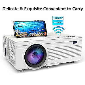 WiFi Mini Projector with Bluetooth - 2022 Upgraded 1080P HD Portable Outdoor Movie Projector, 8500L LED Home Theater Video Projector Compatible with TV Stick HDMI USB VGA, PS4, Laptop, Smartphone