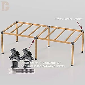 Deck Man 4x4(Actual Size: 3.5x3.5inch) Stainless Steel 3-Way Right Corner pergola Bracket with 4 Flange Anchors，Pergola/Gazebo kit (4 Pack)