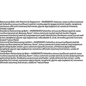 Burt's Bees Lip Balm Easter Basket Stuffers, Moisturizing Lip Care Spring Gift, for All Day Hydration, 100% Natural, Original Beeswax, Strawberry, Coconut & Pear & Vanilla (4 Pack)