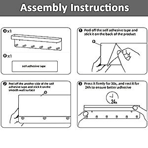 Vaohai Key Holder for Wall with Shelf, 6 Hooks Key and Mail Holder Wall Mount, Key Rack for Wall Adhesive, Stainless Steel Key Hooks Decorative, White