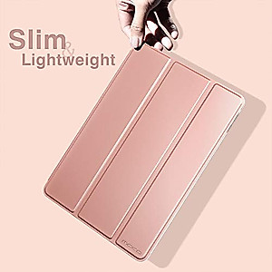 MoKo Case Fit 2018/2017 iPad 9.7 6th/5th Generation, Slim Smart Shell Stand Folio Case with Soft TPU Translucent Frosted Back Cover Compatible with iPad 9.7" 2018/2017, Auto Wake/Sleep - Rose Gold