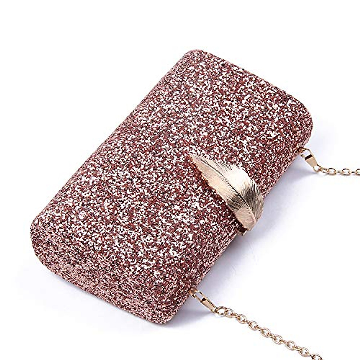 FUKZTE Women's Shinning Clutch Bag Handbag with Chain Ladies Evening Bridal Wedding Party Prom Evening Clutch Purse Shoulder Bag,Pink