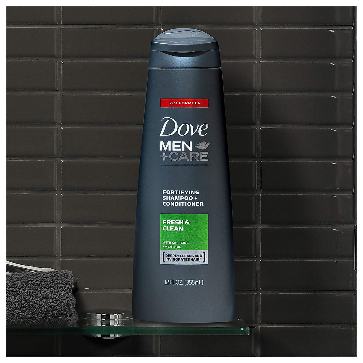 Dove Men+Care Fortifying 2 in 1 Shampoo and Conditioner for Normal to Oily Hair Fresh and Clean with Caffeine Helps Strengthen and Nourish Hair 12 oz