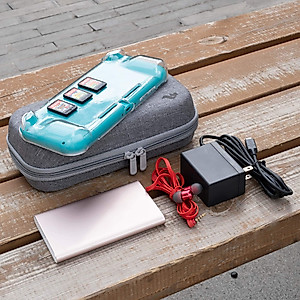 ButterFox Extra Large Carrying Case for Nintendo Switch Lite, Fits Charger, Compatible with JETech Protective Case and Most Grips, Game and Accessories Storage (Turquoise Blue/Black)