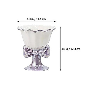 Hemoton Decorative Tray Ceramic Dessert Bowl Cup Footed Ice Cream Bowl Sundae Cups Dish Parfait Cup for Sundaes Parfaits Ice Cream Fruit Snack Cocktail Purple