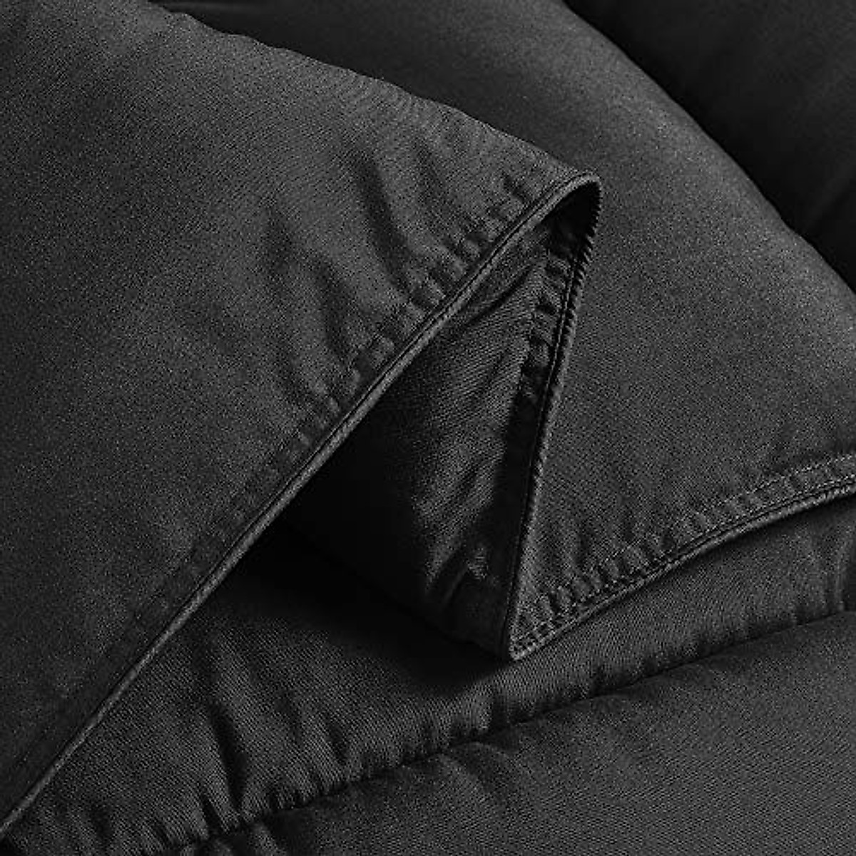 Chezmoi Collection 3-Piece Down Alternative Comforter Set (Queen, Black)