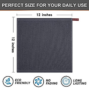 Kitinjoy 100% Cotton Kitchen Dish Cloths, 6 Pack Waffle Weave Ultra Soft Absorbent Dish Towels for Drying Dishes Quick Drying Kitchen Towels Dish Rags, 12 X 12Inch, Dark Grey