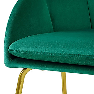 Yaheetech Flower Velvet Vanity Chair, Modern Side Chair Armchair with Golden Metal Legs for Living Room/Dressing Room/Bedroom/Home Office/Kitchen, Green