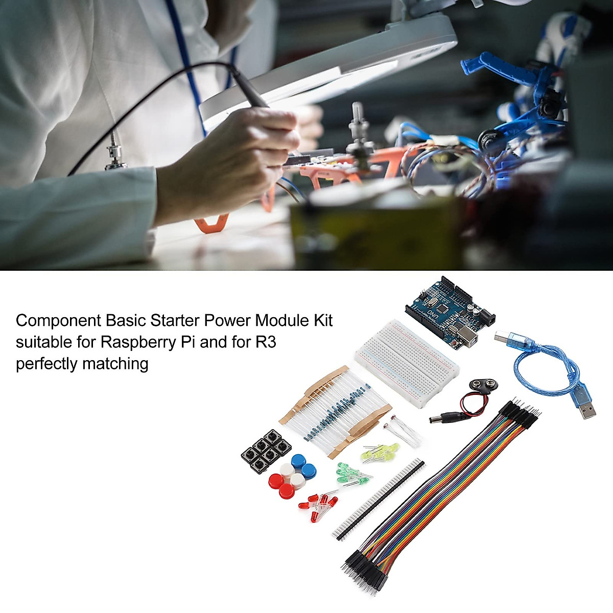 Basic Starter Module Kit, USB Cable 3 Color LED Light Electronic Jump Starter for Factory