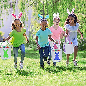 Easter Basket Plain Soft Cloth Bucket Bunny Egg Hunt Canvas Small Collapsible Cheap Bag Gift Bulk Empty