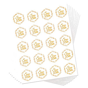 500 Pcs Save The Date Gold Circle Envelope Seals Stickers Party Invitation Self-Adhesive Universal Sealing Foil Transparent Stickers for Wedding Birthday Valentines Baby Shower Seals Lables Sticker
