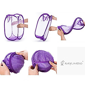RayLineDo® 6 x Foldable Pop Up Mesh Washing Laundry Basket Hamper Bag Bin Tidy Clothes Storage