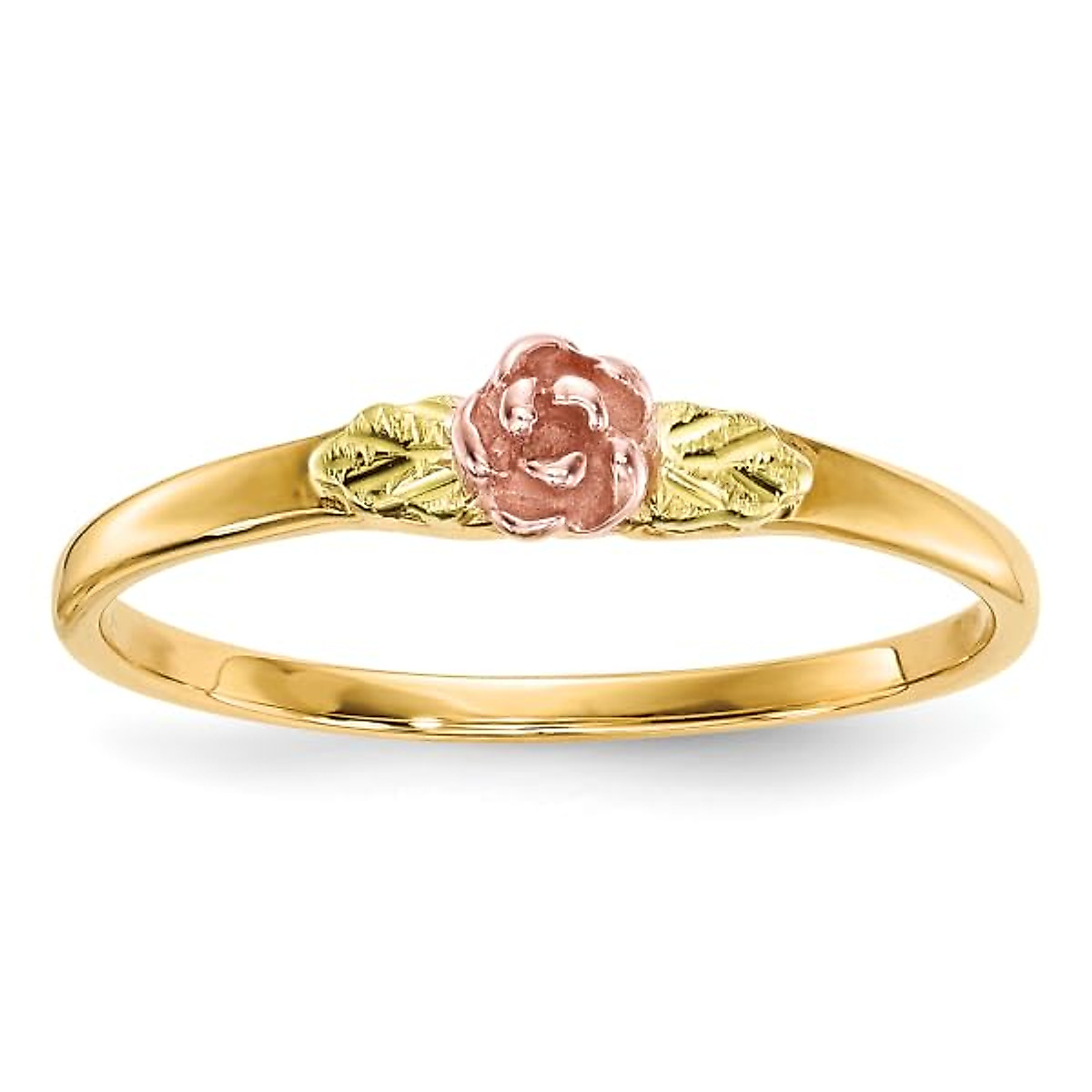 10K Tri Color Black Hills Gold Rose Flower Ring Size 7