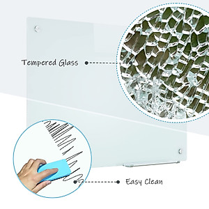 Magnetic Glass Whiteboard, 36"x48"(90x120cm) Frameless Dry Erase Board White Board Surface Wall Mounted for Office, Classroom & Home