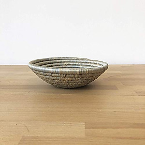 Small African Basket- Kivumu/Rwanda Basket/Woven Bowl/Sisal & Sweetgrass Basket/Tan, Blue-Gray