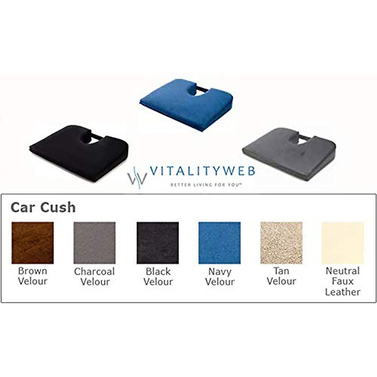 Tush Cush Home Office Orthopedic Large Computer Ergonomic Seat Cushion Original - Charcoal Velour Fabric