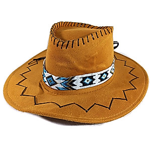 Weavish Beaded Hatband Native American Style Southwestern Cowboy Rode Handmade Head/Hat Band Collection [ ] (White,turquoise)