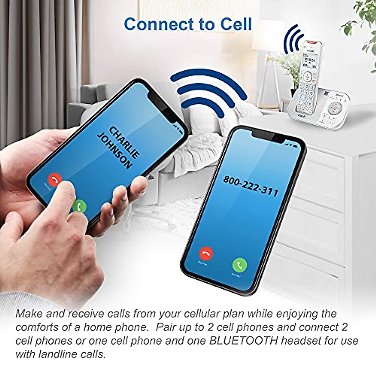 Vtech VS112-37 DECT 6.0 Bluetooth 3 Handset Cordless Phone for Home with Answering Machine, Call Blocking, Caller ID, Intercom and Connect to Cell (Silver & White)