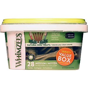 Whimzees 2 Pack of Medium Dental Treat Variety Boxes, 28 Chews each, Gluten-Free Dog Chews