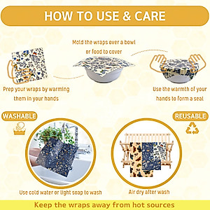 Reusable Beeswax Wrap - 9 Pack Beeswax Wraps for Food, Eco-Friendly Beeswax Food Wraps, Bread Sandwich Wrapper - Organic, Sustainable, Zero Waste, Reusable Plastic-Free Food Storage Wrap, 1XL, 3M, 5S