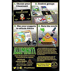 Illuminati Second Edition Game The Game of Conspiracy Family Card Dice Game For Adults and Family Ages 13+ for 2 - 6 Players Average Play Time 60 -120 Minutes From Steve Jackson Games