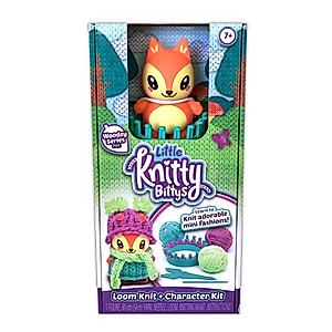 PlayMonster Little Knitty Bittys Fox - Beginner Knitting Craft Kit - Makes 3 Mini Projects - Collect & Trade Clothes - Ages 7+