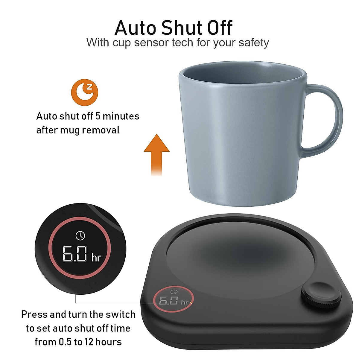 Oracer Coffee Mug Warmer for Desk, Electric Cup Heater for Tea Milk Beverages with Adjustable Temperature Display, Auto Shut Off Timer Mug Sensor, Candle Wax Heating Plate, Ideal Gift Accessory