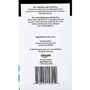 Amazon Brand - Happy Belly Peppermint Herbal Tea Bags, 20 Count (Previously Solimo)